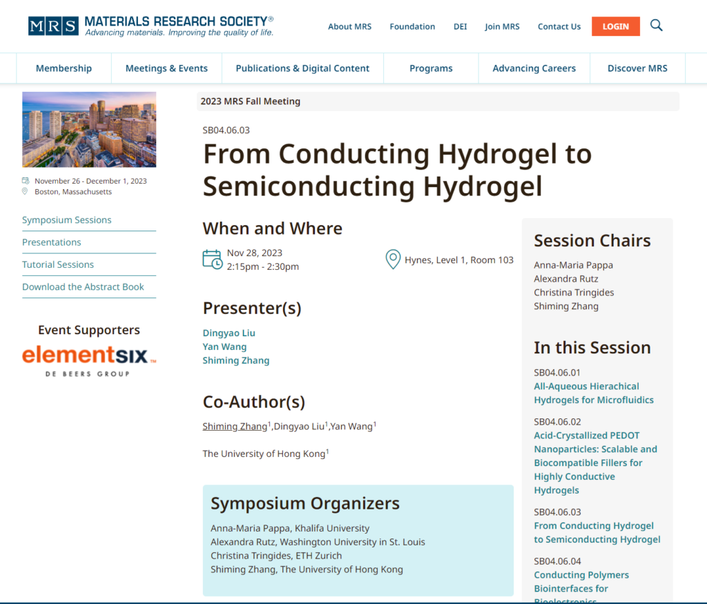 From Conducting Hydrogel to Semiconducting Hydrogel – HKU-WISE Lab